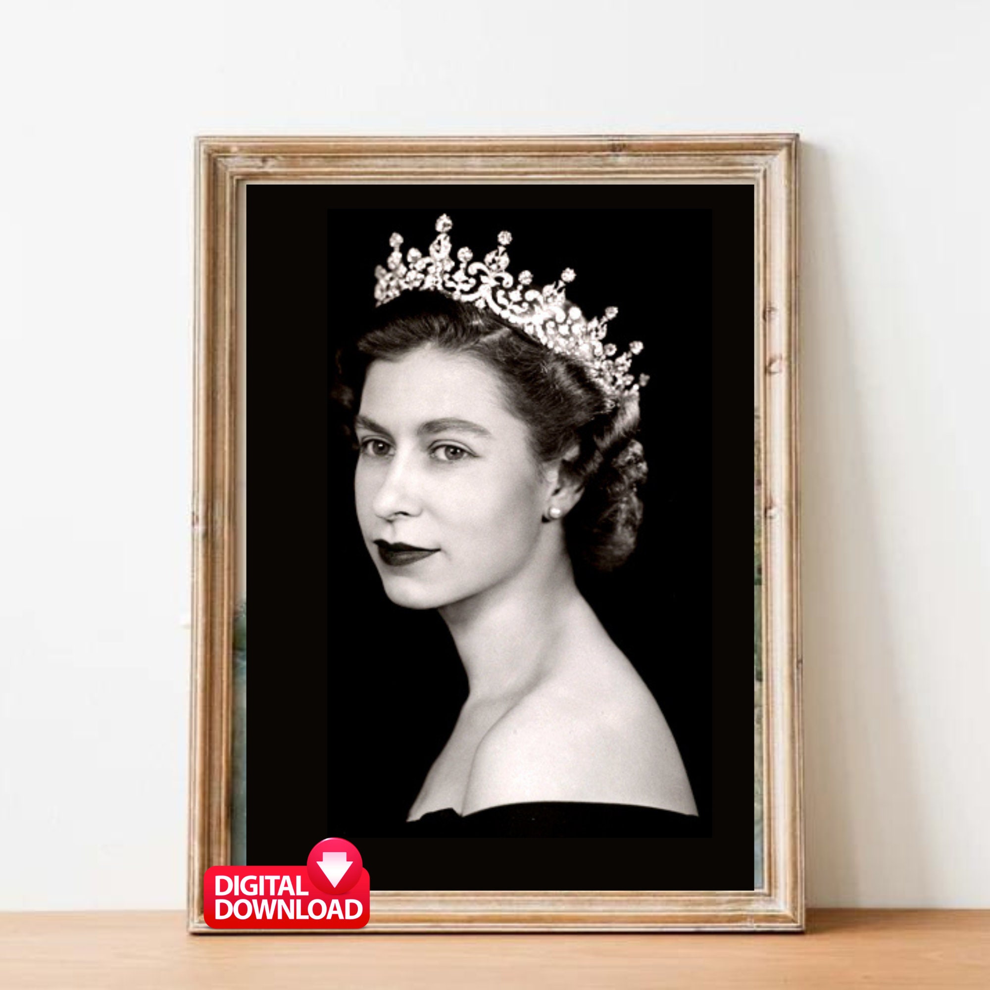 Queen Elizabeth Poster, Vintage Queen Elizabeth Print, Queen Elizabeth ...