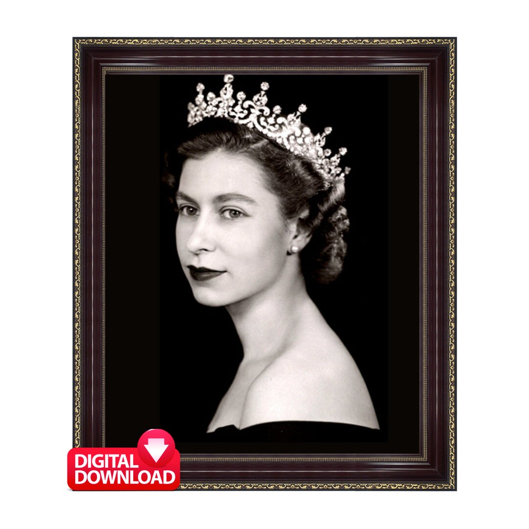 Queen Elizabeth Poster, Vintage Queen Elizabeth Print, Queen Elizabeth ...