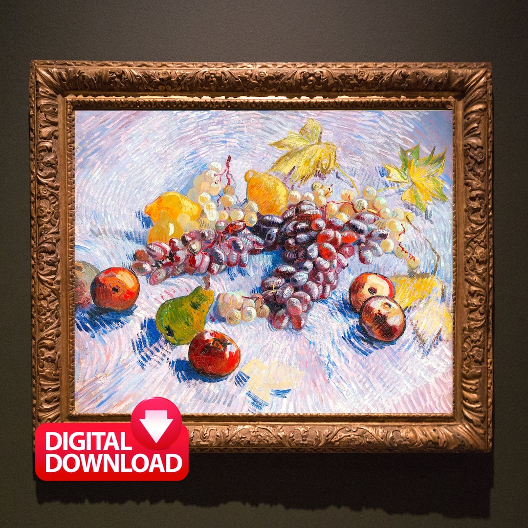 Vincent Van Gogh Vintage Still Life Fruit Print Printable, Grapes ...