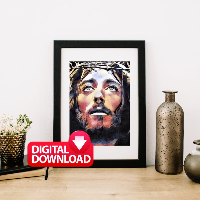 Jesus Portrait Printable, Jesus Christ Artwork, Jesus Picture Print, Christian Artwork, Biblical ...