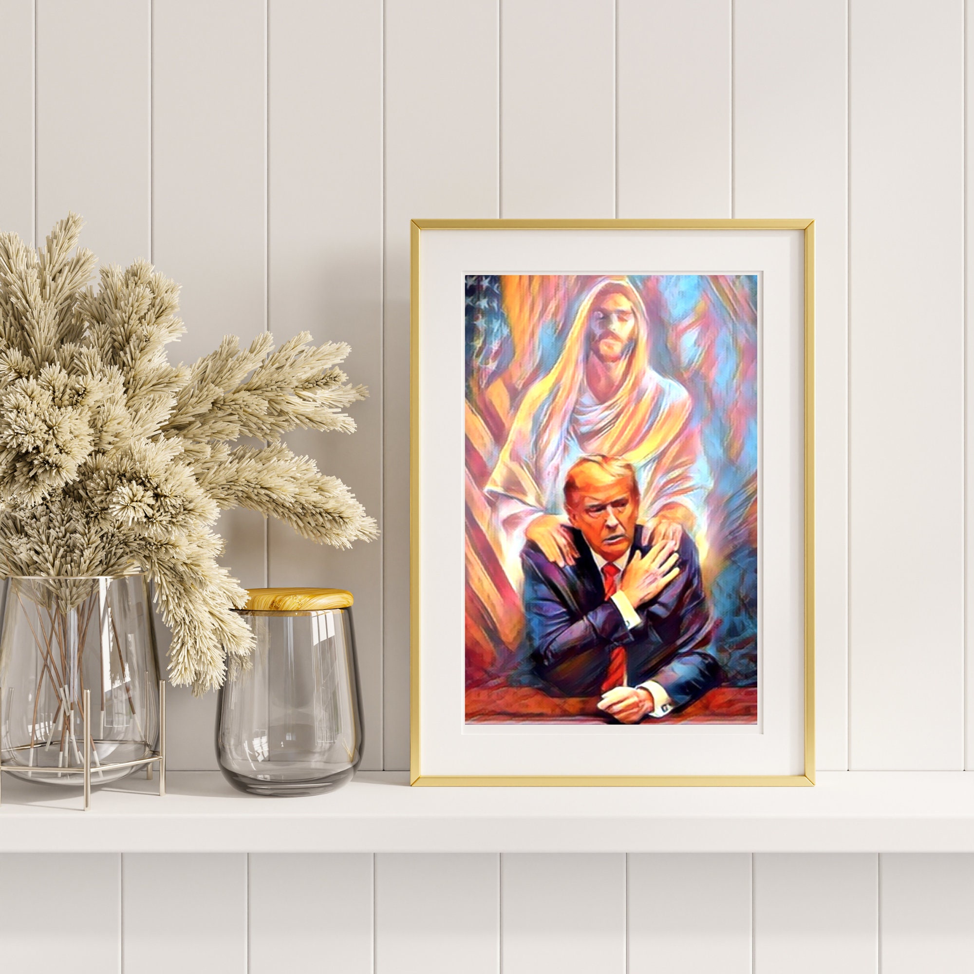 President DONALD TRUMP and Jesus Christ Praying Printable, Trump 2024 ...