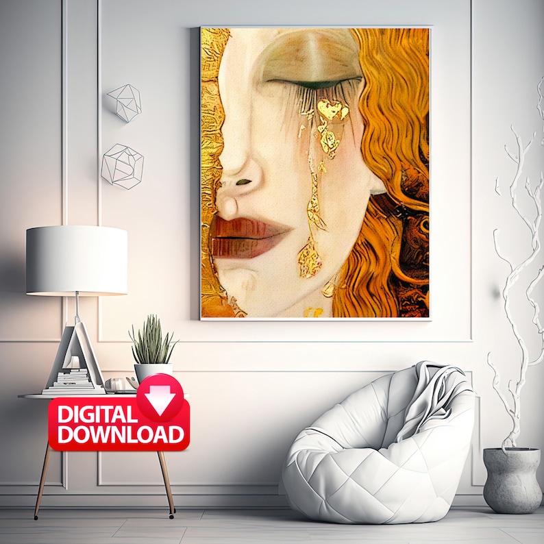 Gustav Klimt the GOLDEN TEARS or Freya Tears, Famous Antique Painting ...