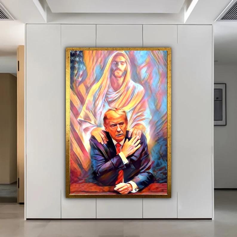 President DONALD TRUMP and Jesus Christ Praying Printable, Trump 2024 ...