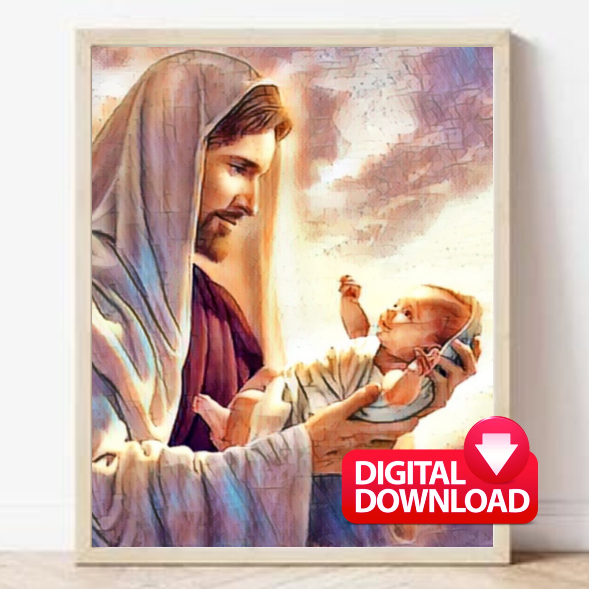 Jesus Watercolor Jesus Christ Holding Baby Jesus Printable - Etsy