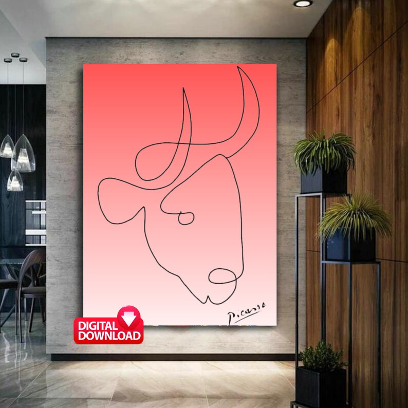 Picasso Bull Head Drawing, Picasso Animal Print, Picasso Bull Print ...