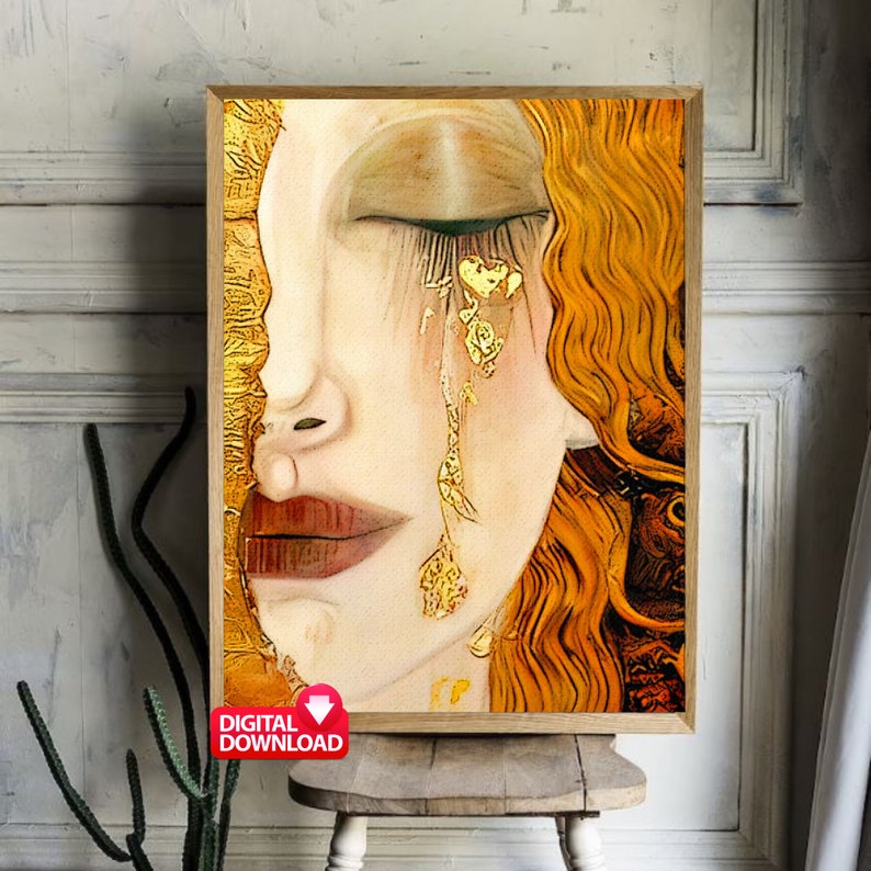 Gustav Klimt the GOLDEN TEARS or Freya Tears, Famous Antique Painting ...