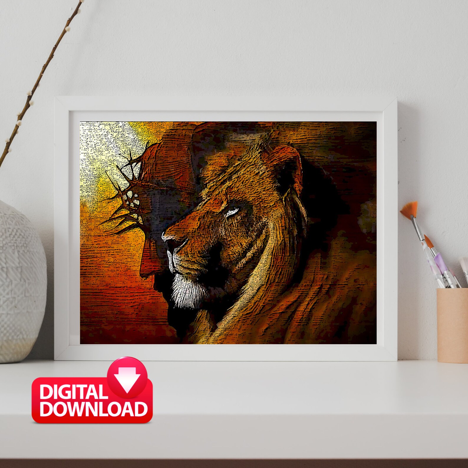 Lion of Judah Printable Jesus Christ Wall Art Modern - Etsy