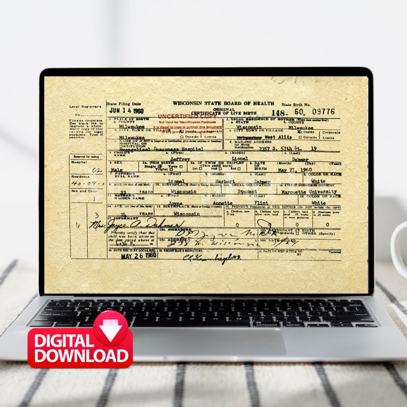 JEFFREY DAHMER Birth Certificate American Serial Killer Art - Etsy