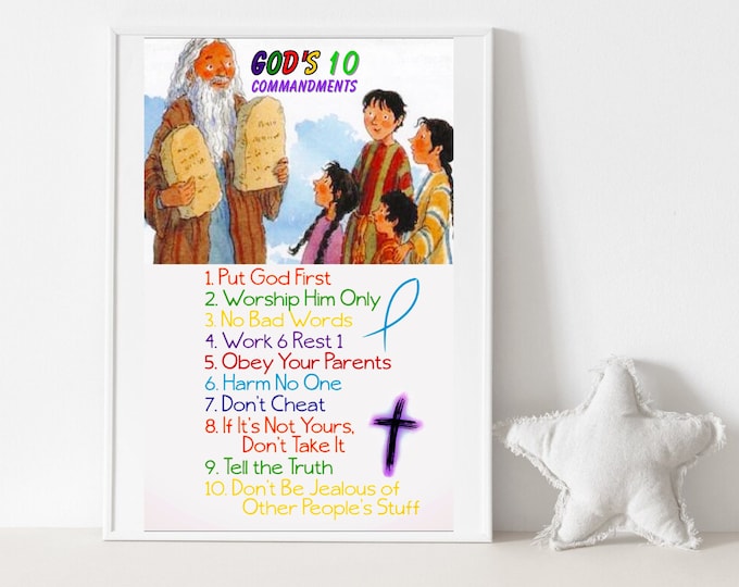 Moses and the Ten Commandments Matte Canvas Print, Christian Artwork ...