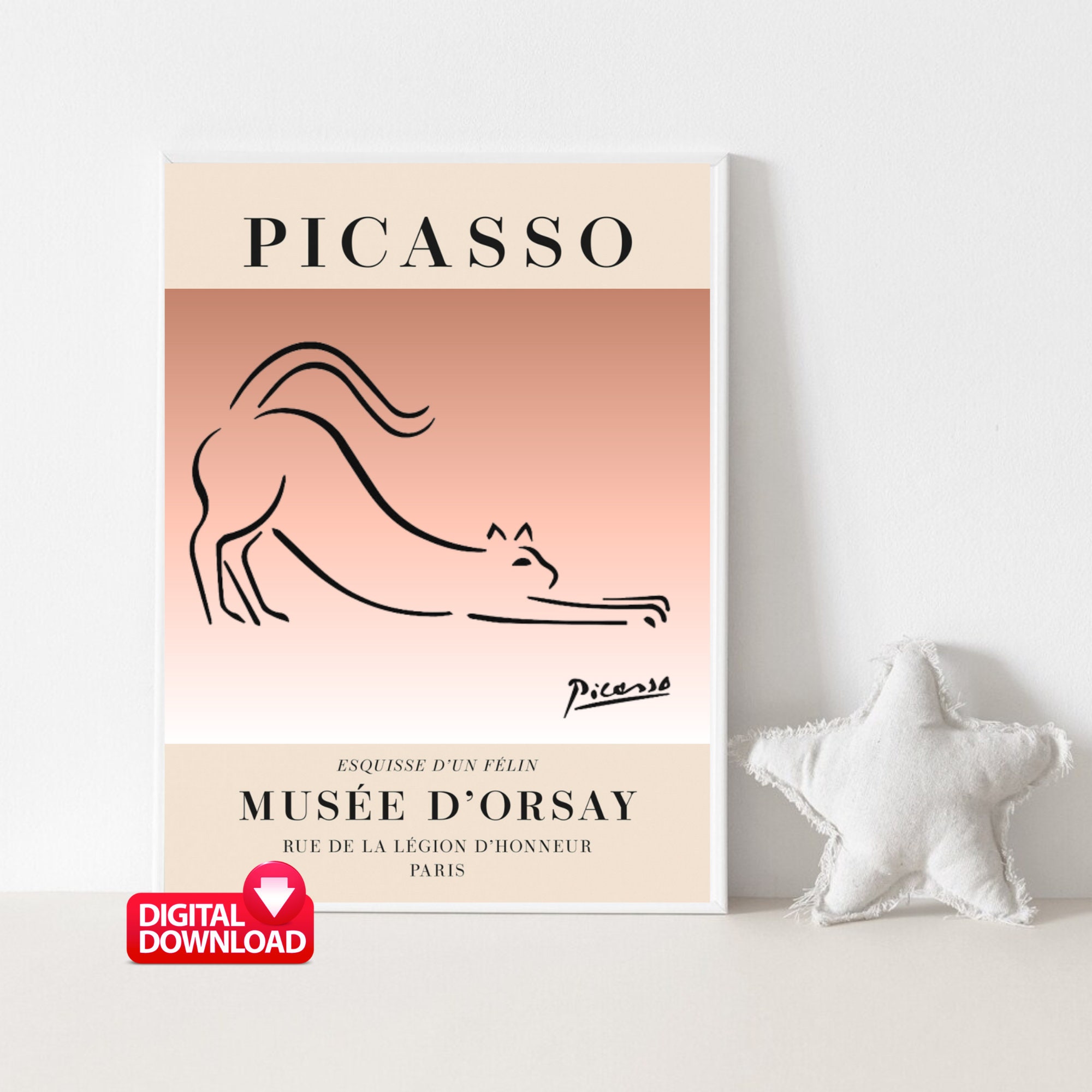 Picasso Cat Print, Picasso Animal Print, Cat Line Art, Picasso Line Art ...