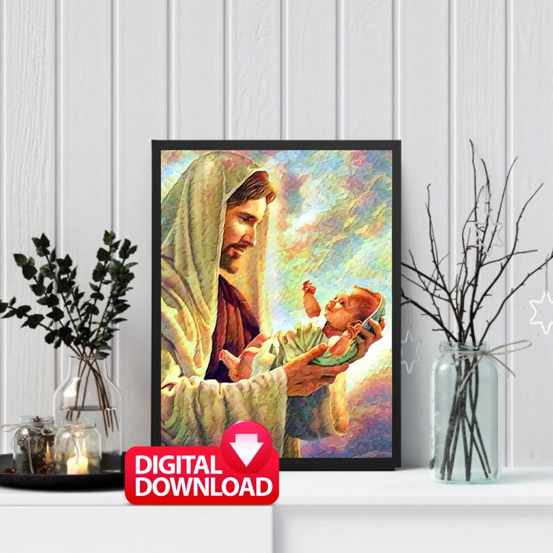 Jesus Christ Holding Baby Printable, Jesus Painting, Jesus Christ Print ...