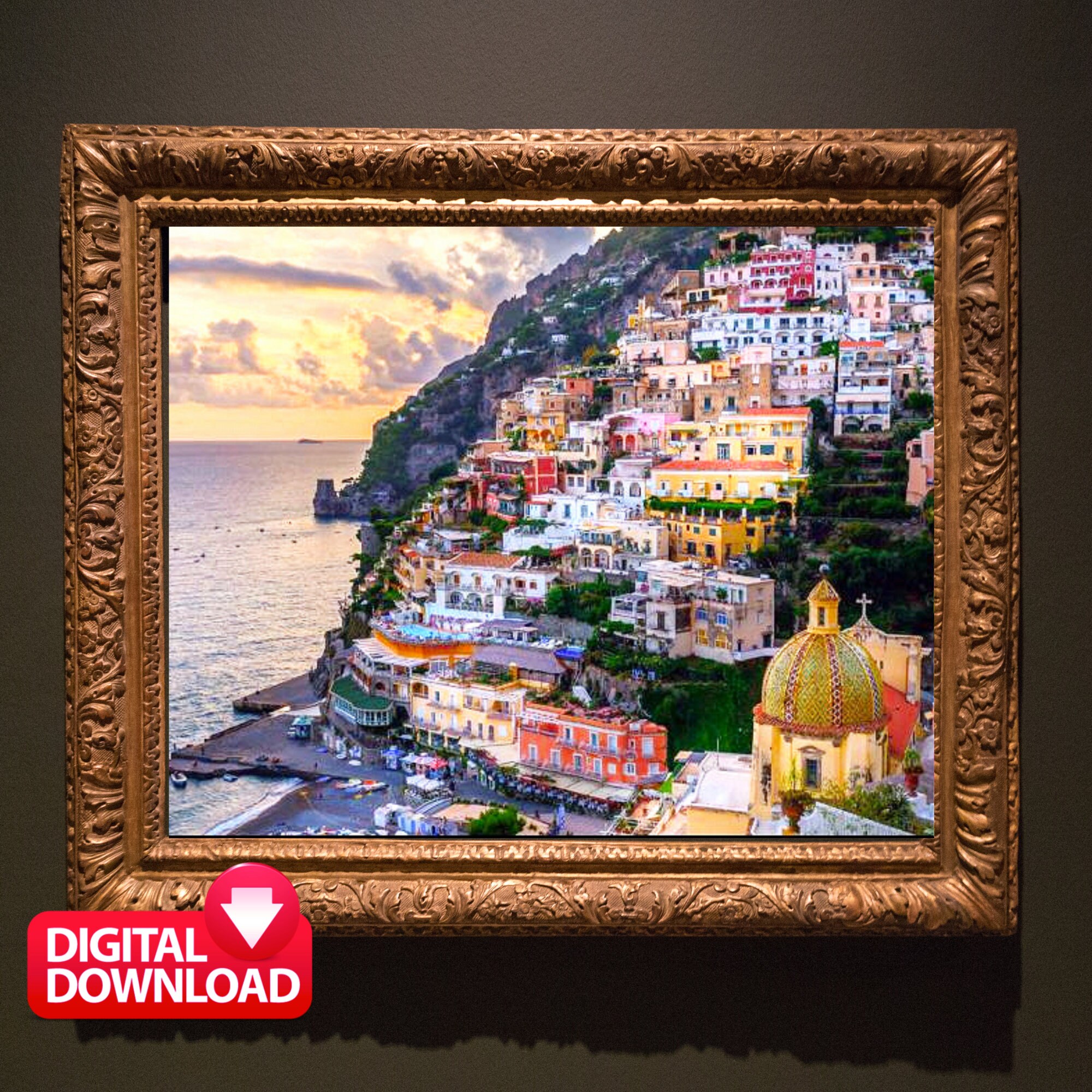 Positano Amalfi Coast Rome Italy Art Print Printable, Italian Landscape ...
