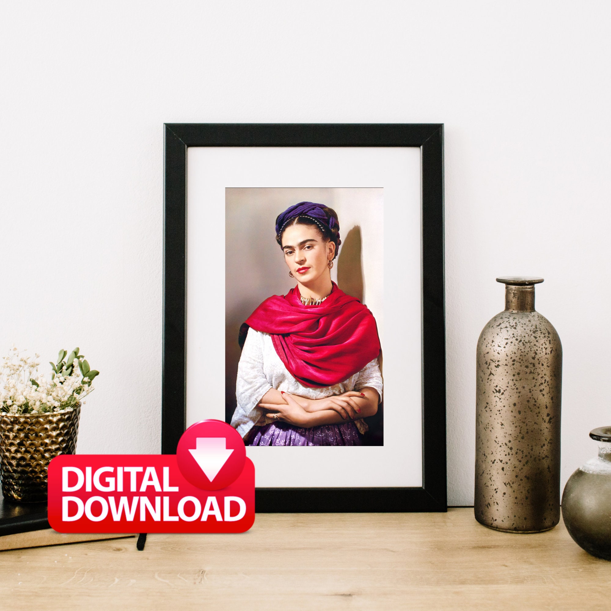 Frida Kahlo Self Portrait Art Print: Mexican Wall Decor (digital ...