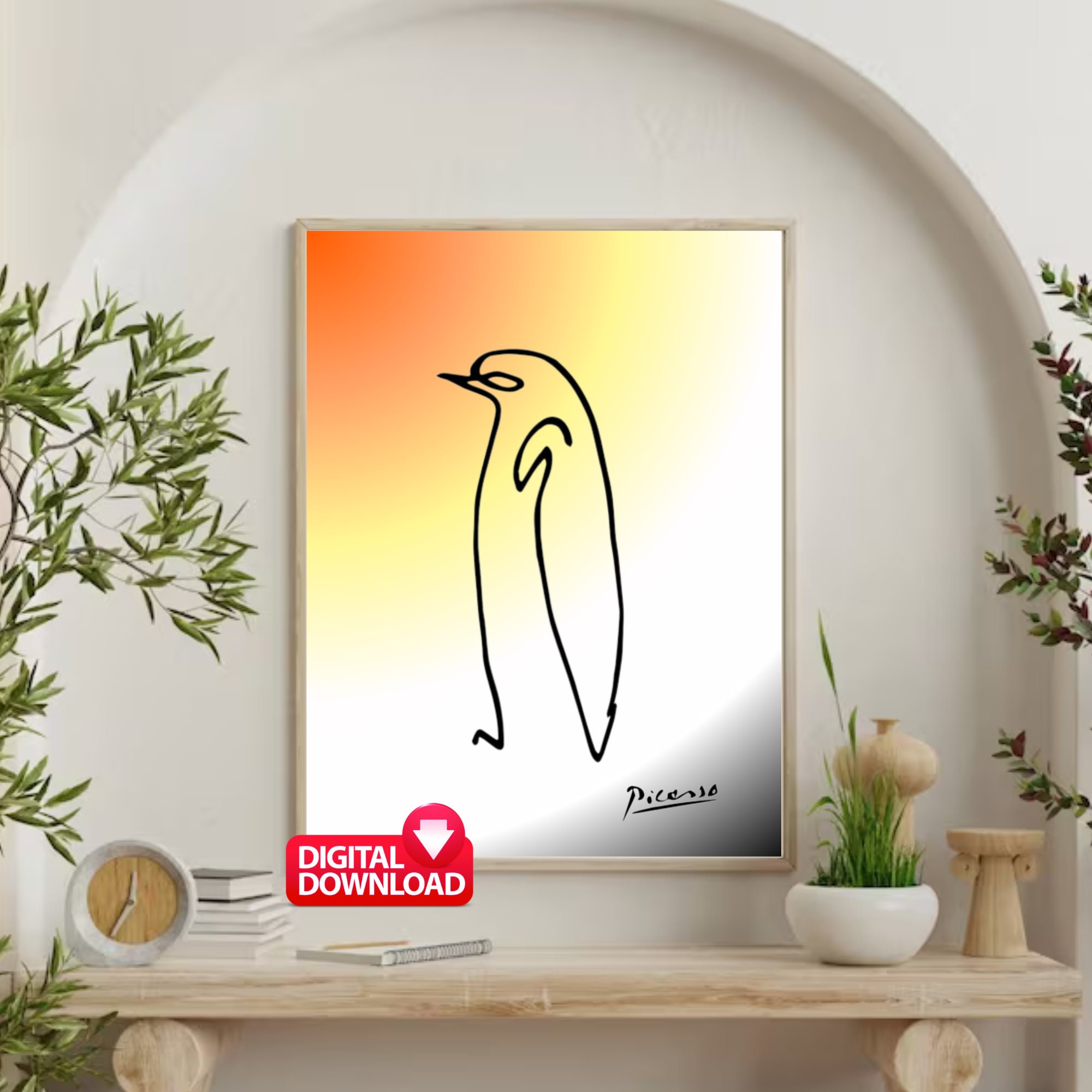 Picasso Penguin Wall Art, Picasso Line Drawing, Picasso Line Art ...
