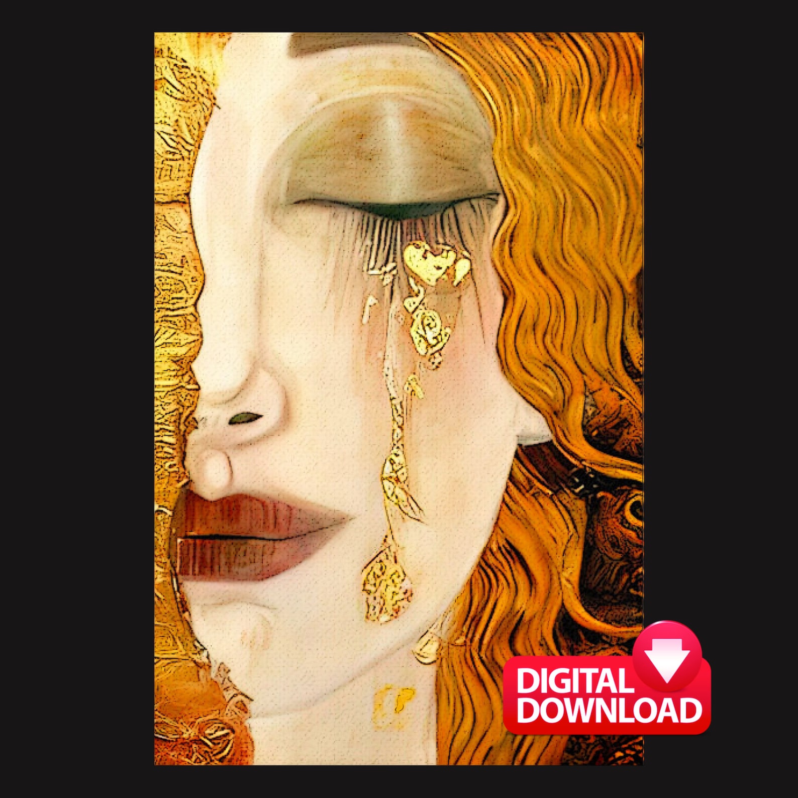 Gustav Klimt the GOLDEN TEARS or Freya Tears, Famous Antique Painting ...