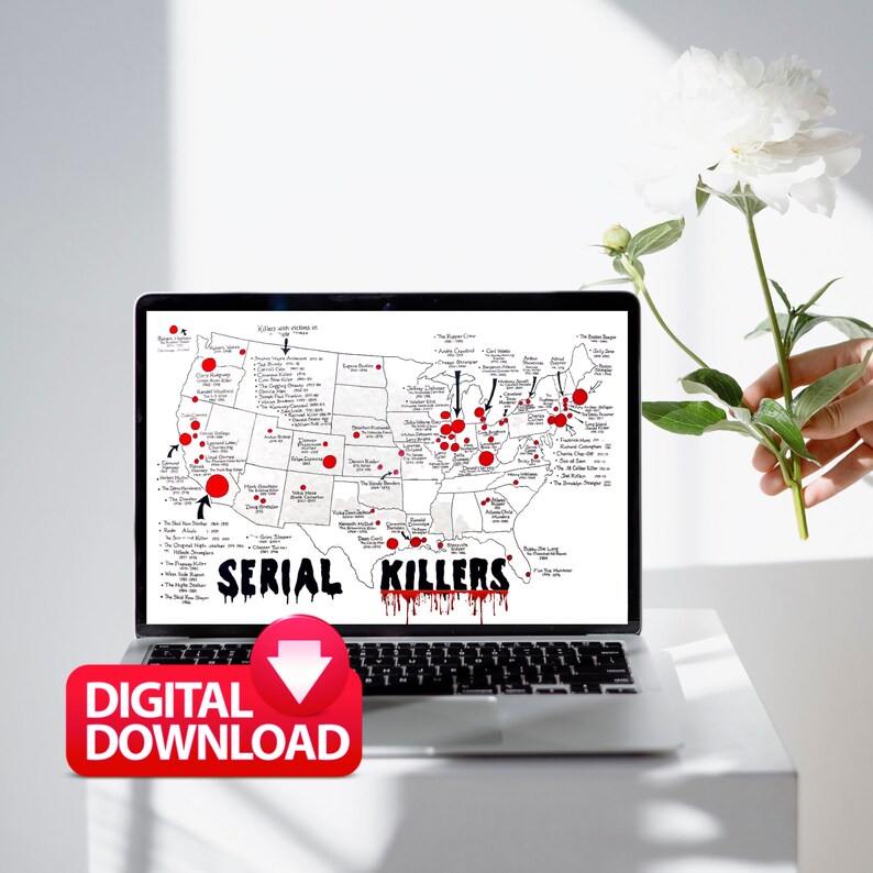 American Serial Killers Map Serial Killer Art Serial Killer - Etsy