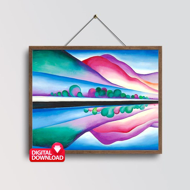 Georgia O'keeffe Lake George Reflection Print: Vintage Colorful ...