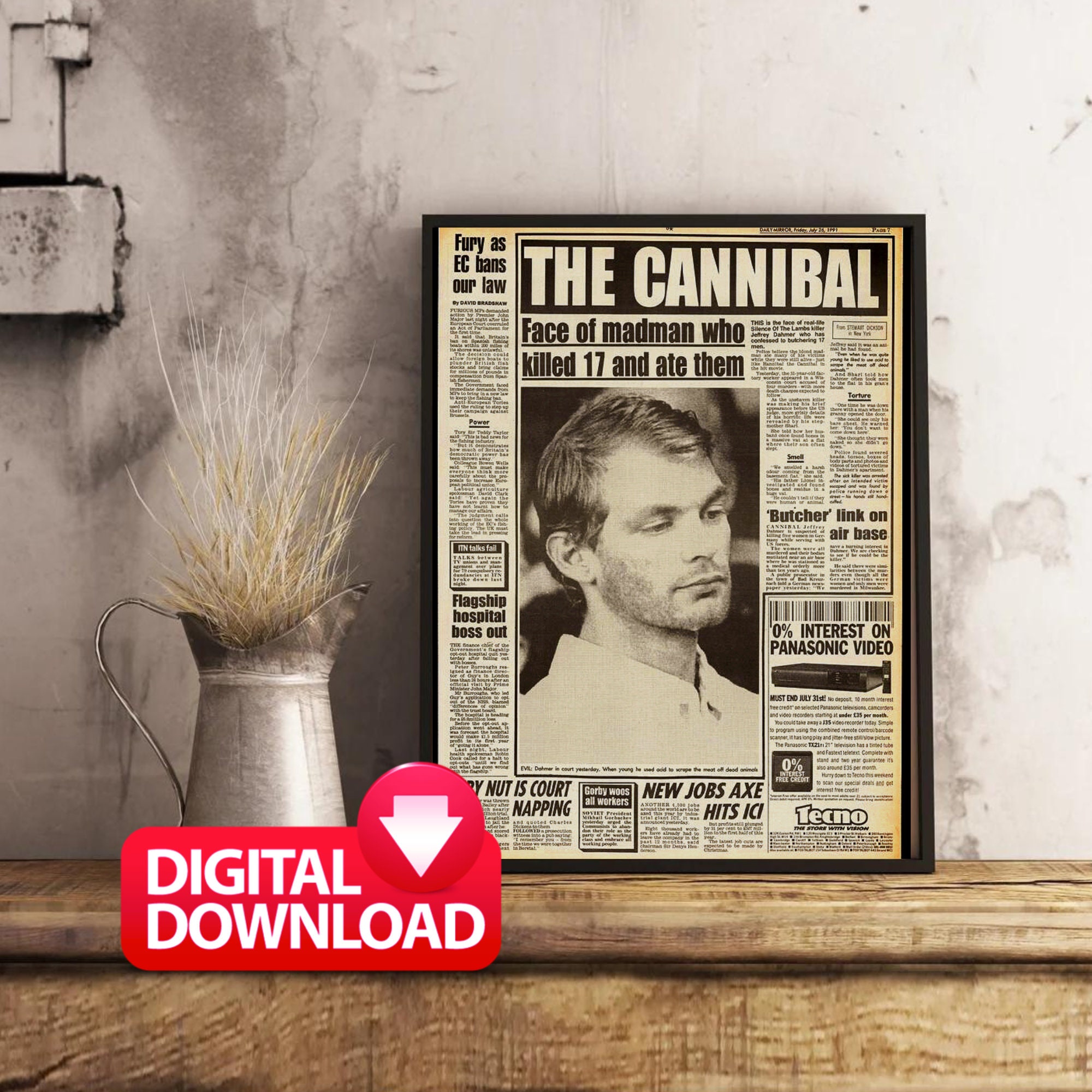JEFFREY DAHMER Newspaper Print Digital Download Serial - Etsy
