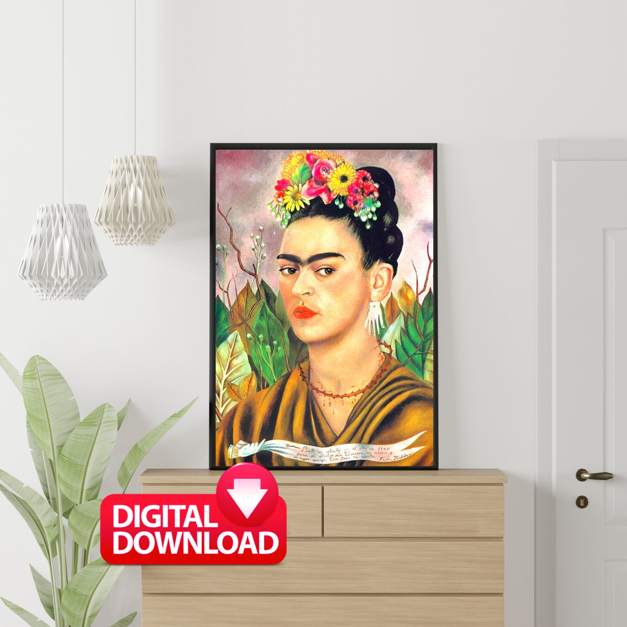 FRIDA KAHLO Portrait Printable, Frida Kahlo Self Portrait Painting ...