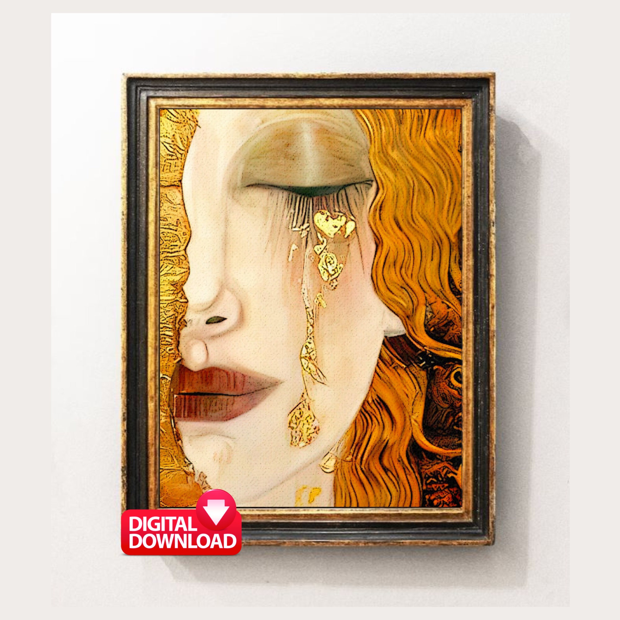 Gustav Klimt the GOLDEN TEARS or Freya Tears, Famous Antique Painting ...