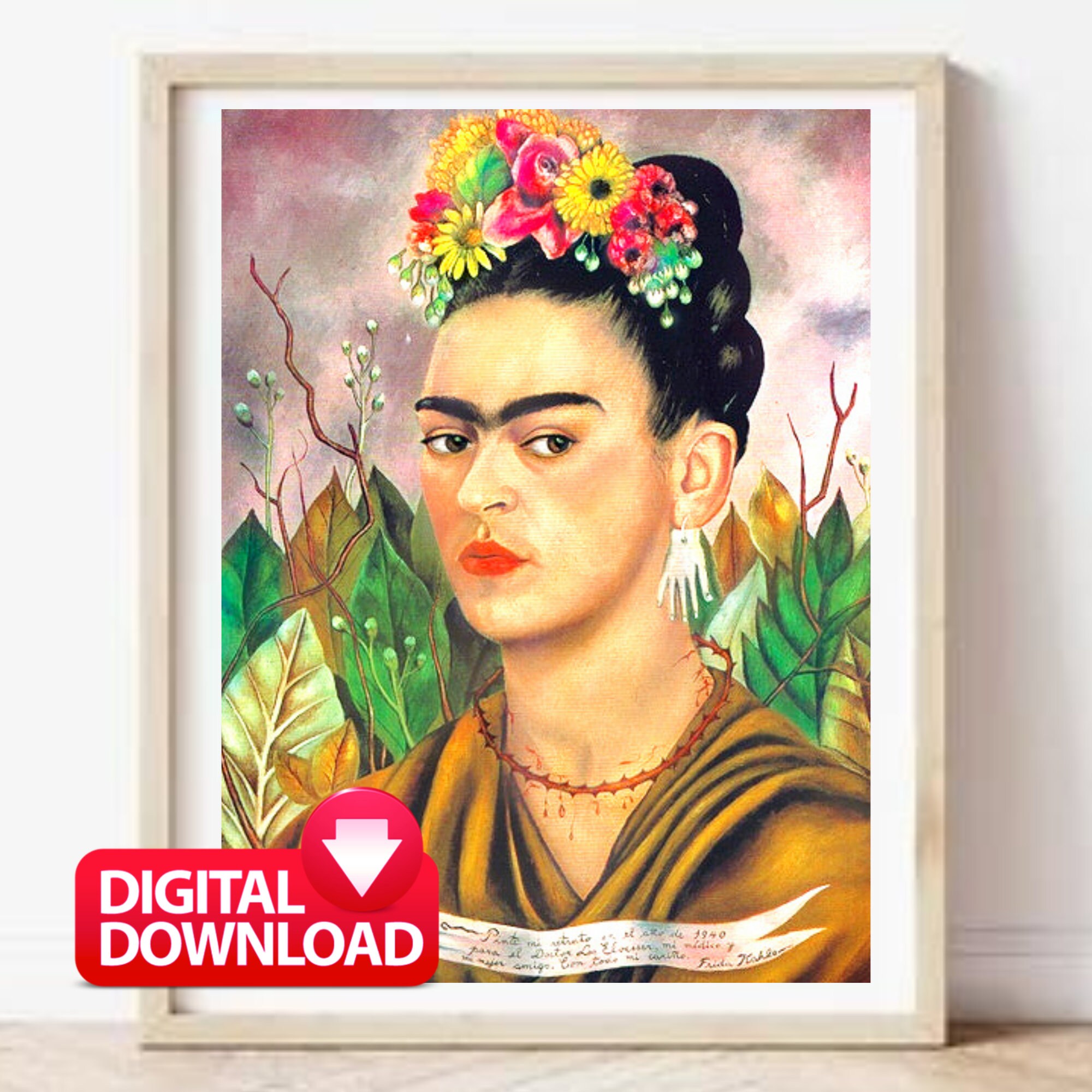 FRIDA KAHLO Portrait Printable, Frida Kahlo Self Portrait Painting ...