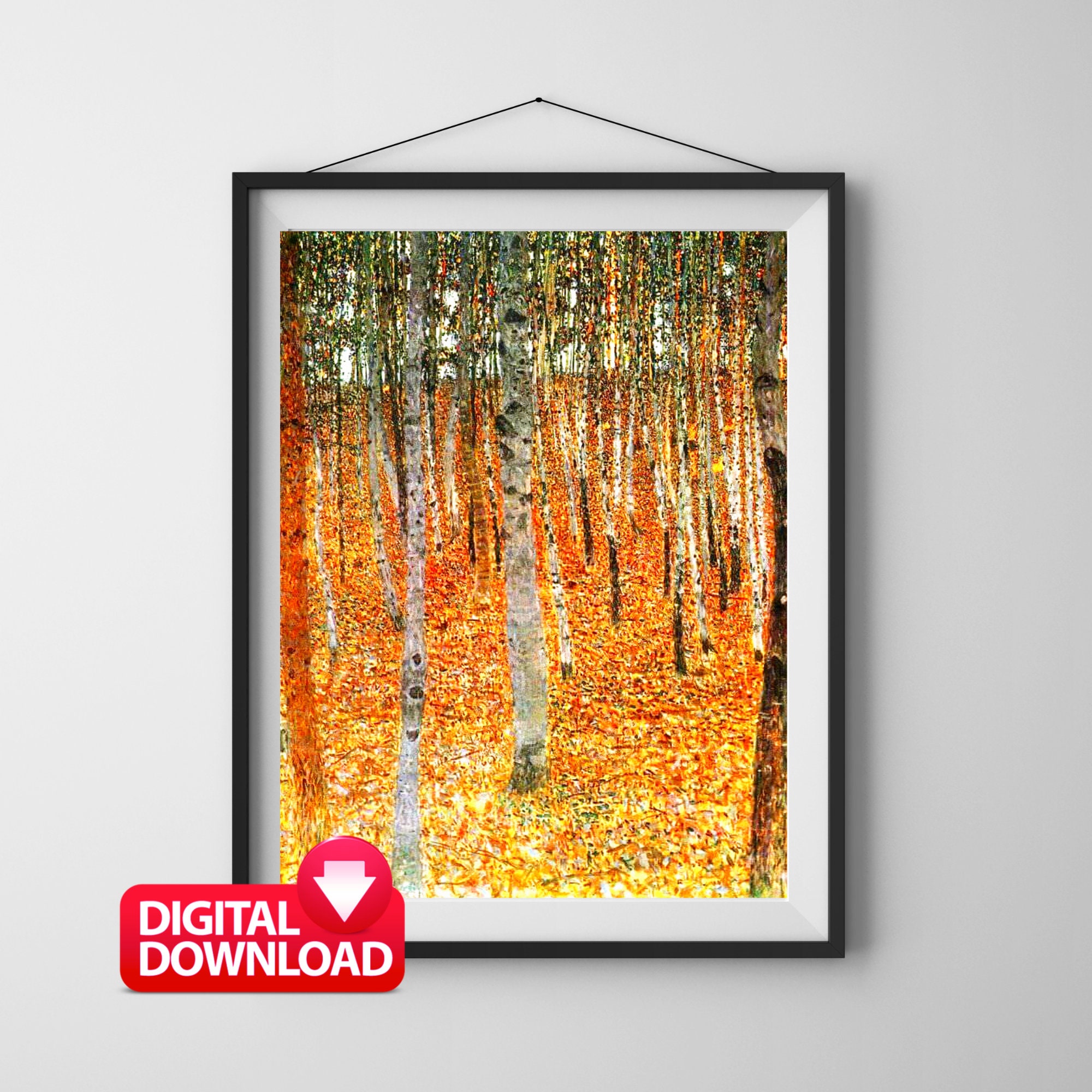 Gustav Klimt Print, Klimt Birch Forest Printable, Above Couch Art, Art ...