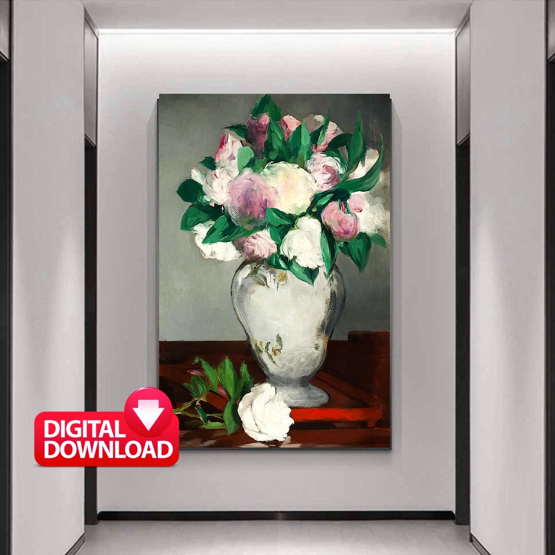 Édouard Manet Peonies Painting - Vintage Floral Wall Art (digital ...