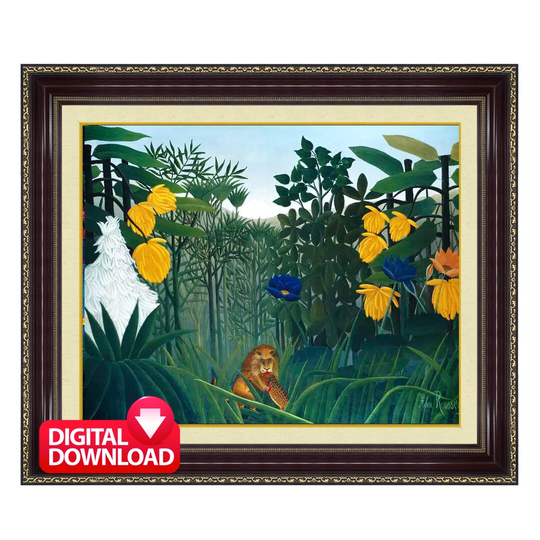 The Repast of the Lion 1907 Famous Painting by Henri Rousseau, Rousseau Jungle Painting ...