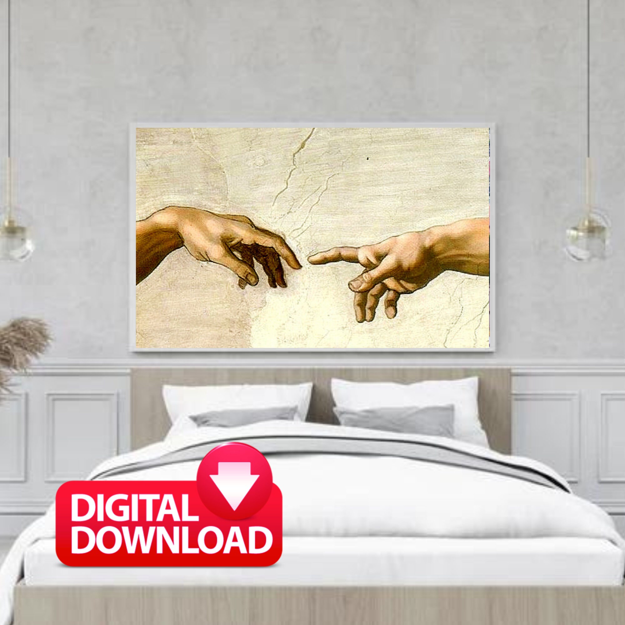 Michelangelo Creation of Adam Printable Michelangelo Wall Art - Etsy ...