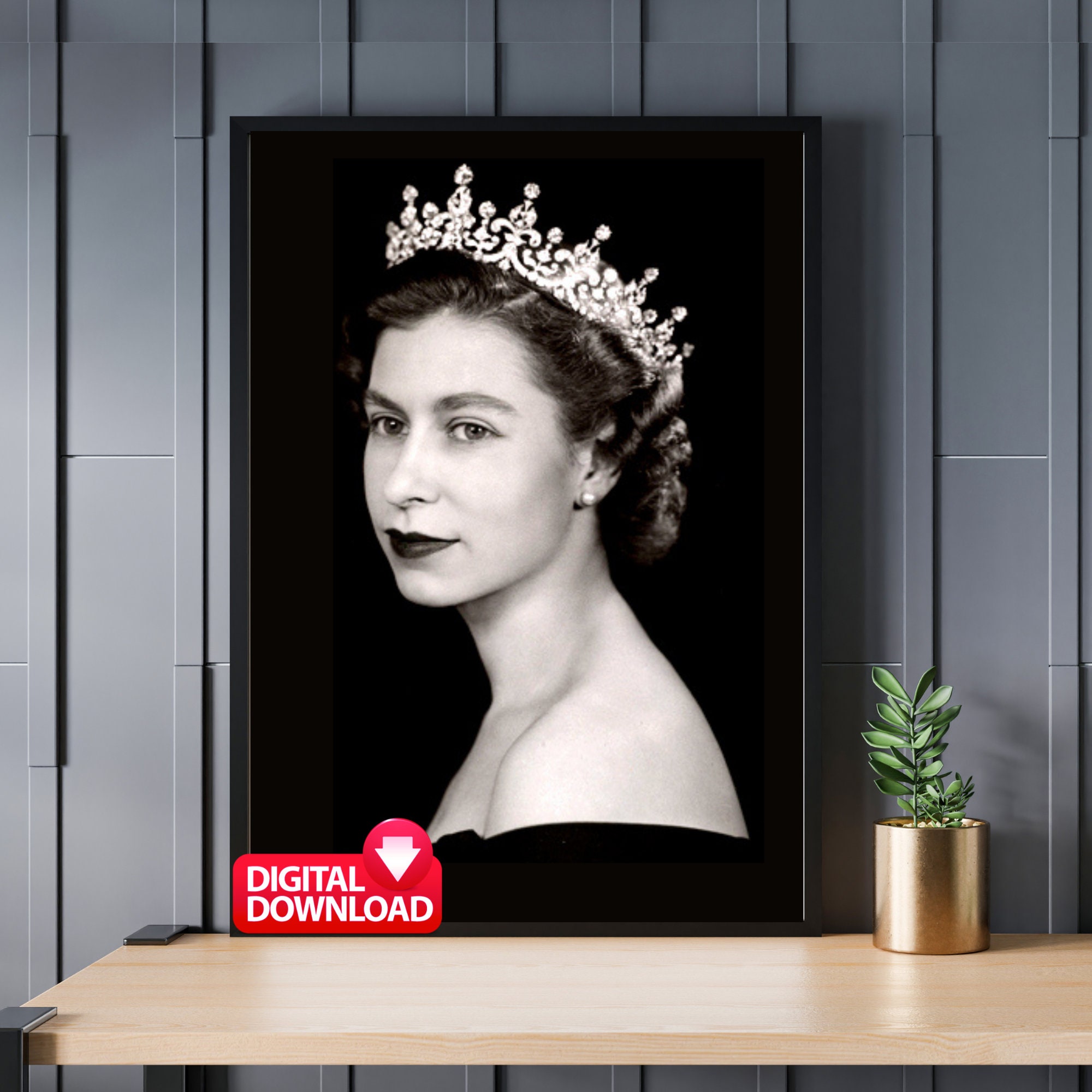 Queen Elizabeth Poster, Vintage Queen Elizabeth Print, Queen Elizabeth ...