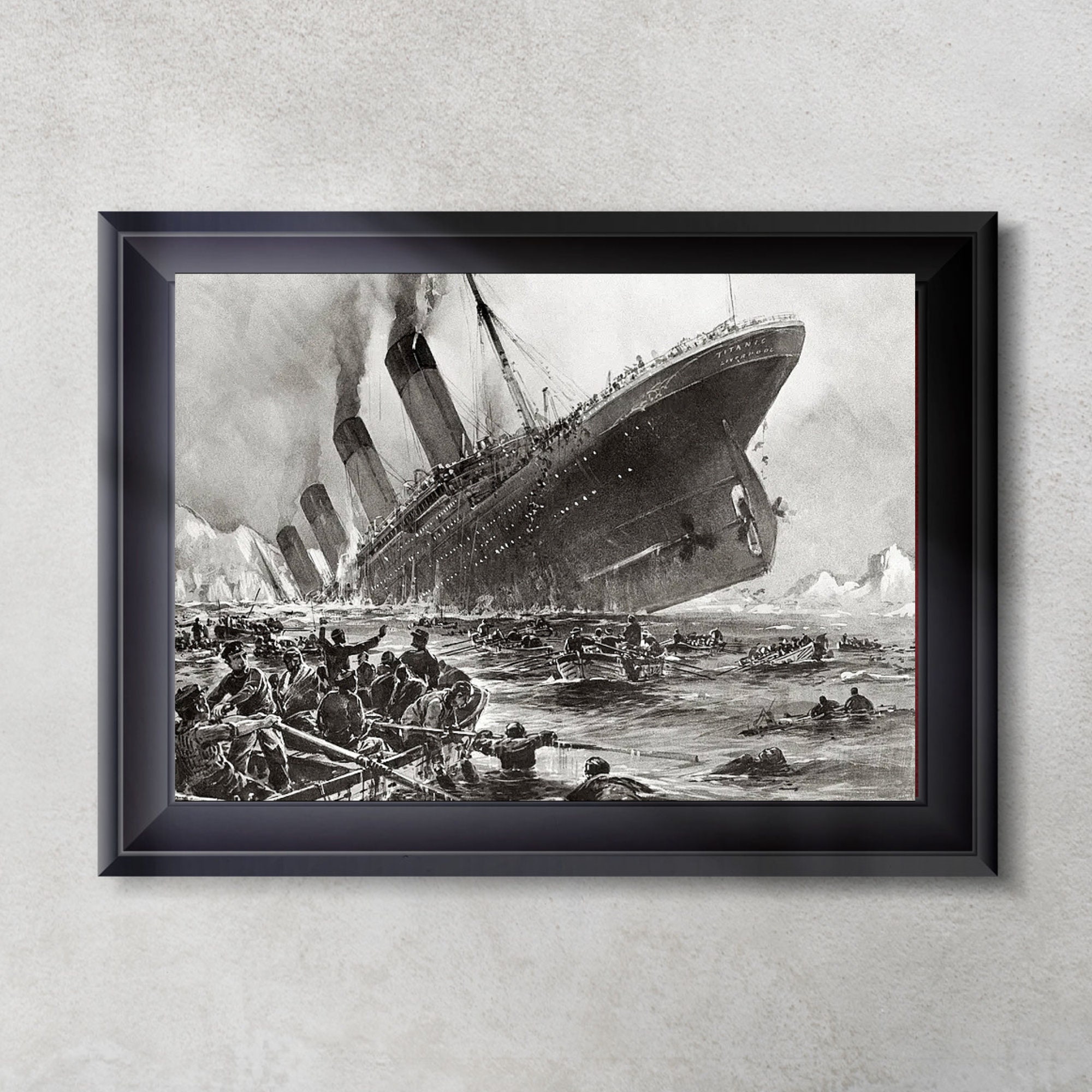 Titanic Sinking Drawing 1912, Historical Art Print, Titanic Print, RMS ...