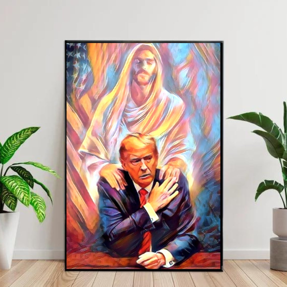 President DONALD TRUMP and Jesus Christ Praying Printable, Trump 2024 ...
