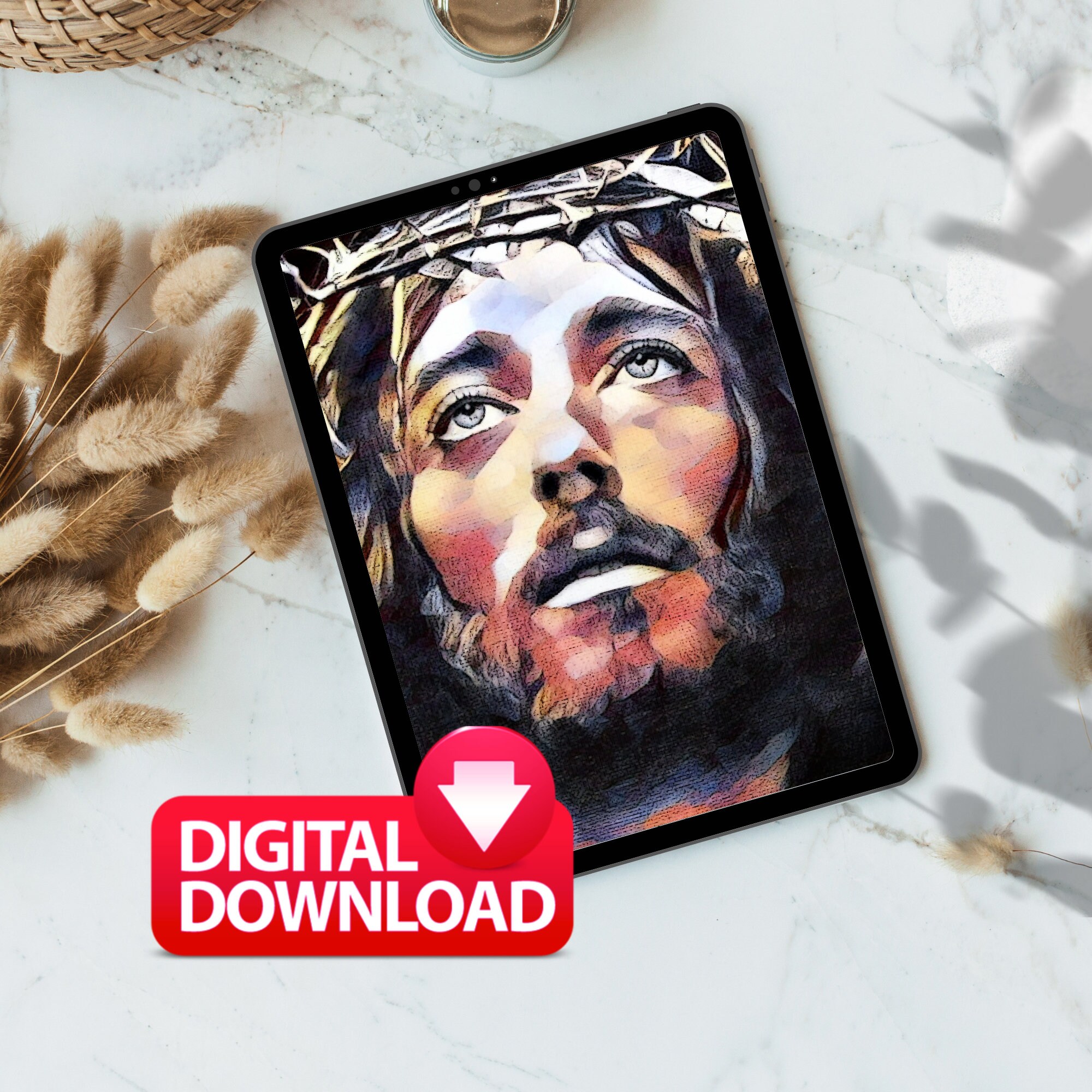 Jesus Portrait Printable, Jesus Christ Artwork, Jesus Picture Print ...
