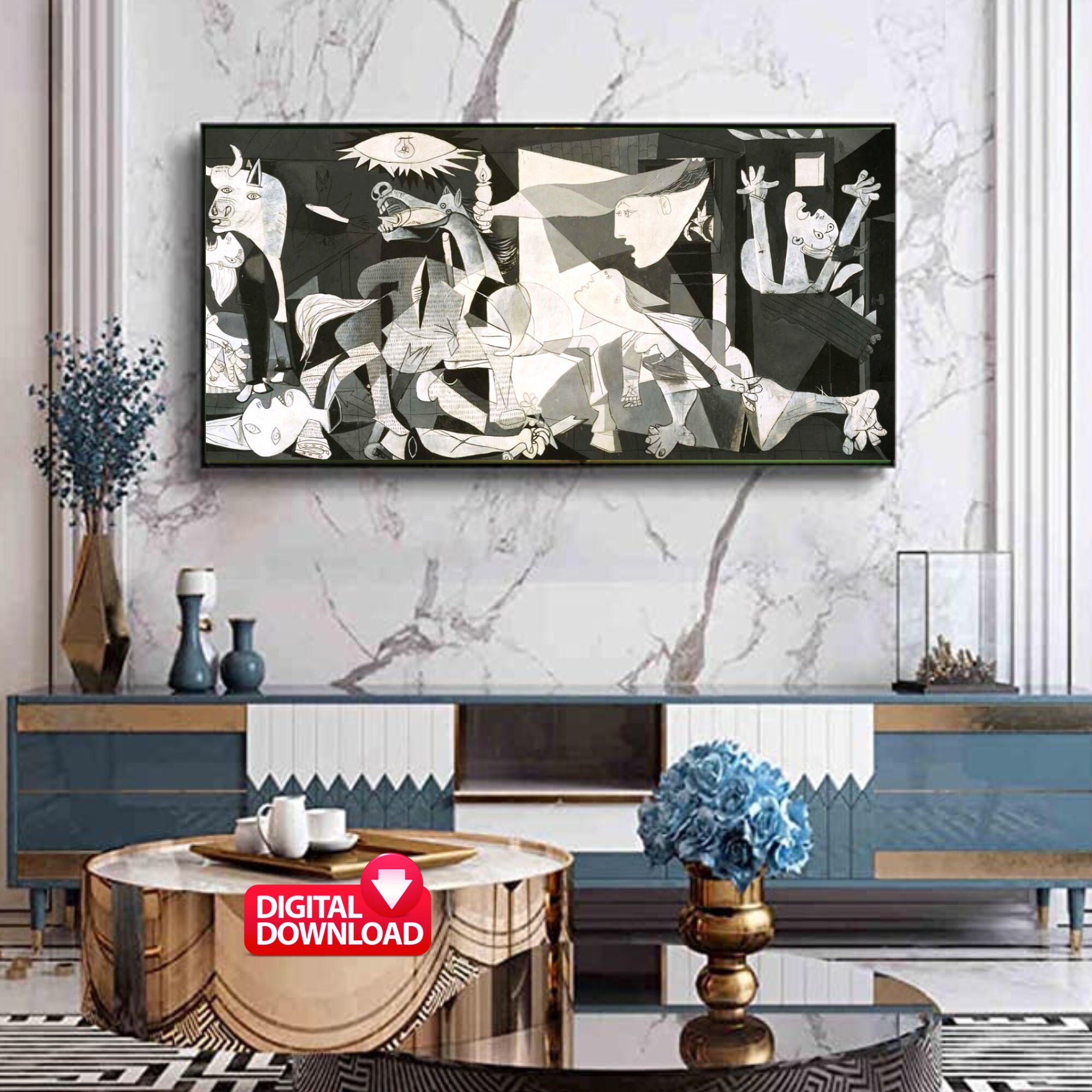 Picasso Guernica, Picasso Black White Print, Guernica Wall Art ...