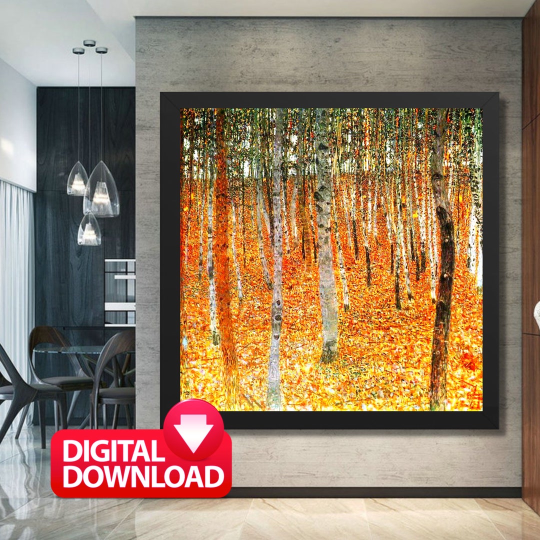 Gustav Klimt Print, Klimt Birch Forest Printable, Above Couch Art, Art ...