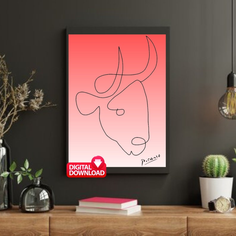 Picasso Bull Head Drawing, Picasso Animal Print, Picasso Bull Print ...