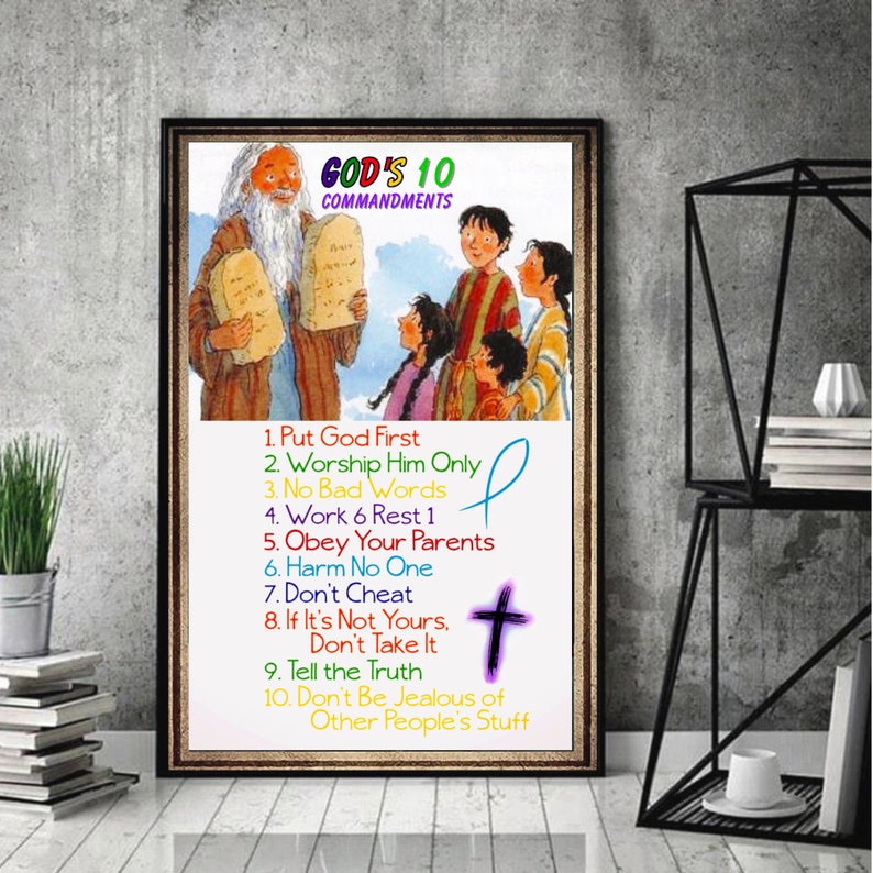 Ten Commandments Art for Kids: Christian Children's Room Decor (digital ...