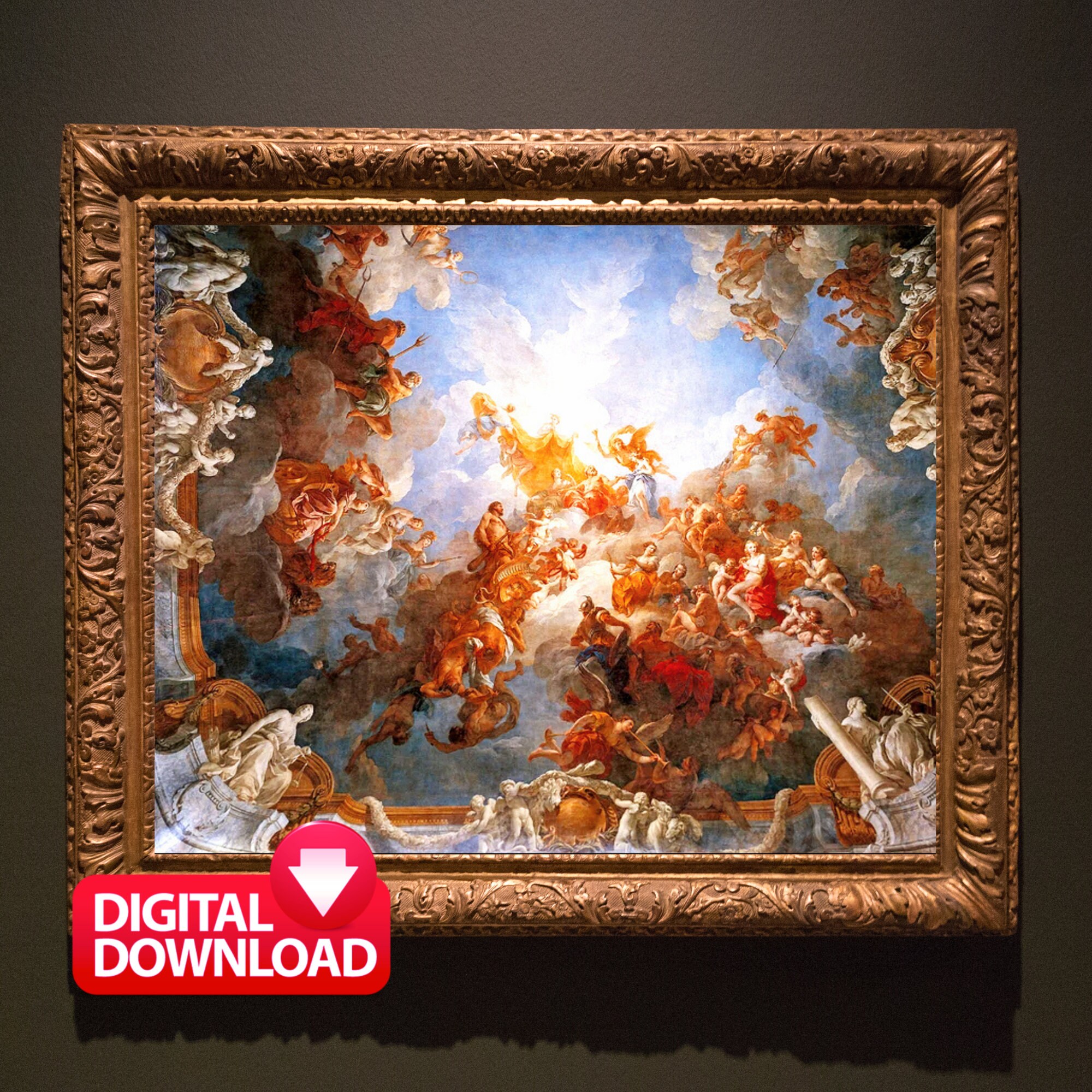 Renaissance Painting Printable, the Apotheosis of Hercules 1731, Greek ...