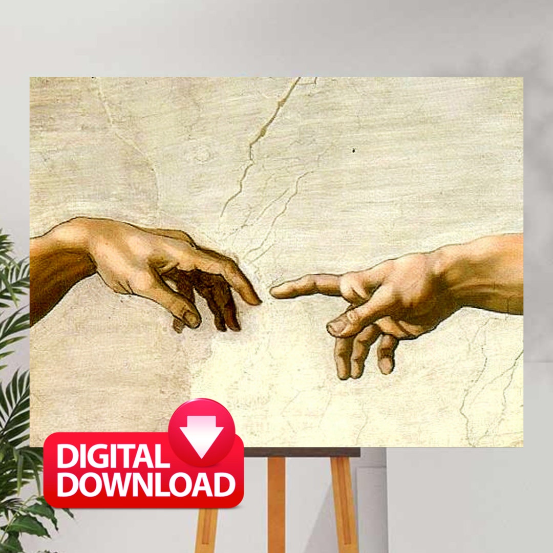 Michelangelo Creation of Adam Printable Michelangelo Wall Art - Etsy