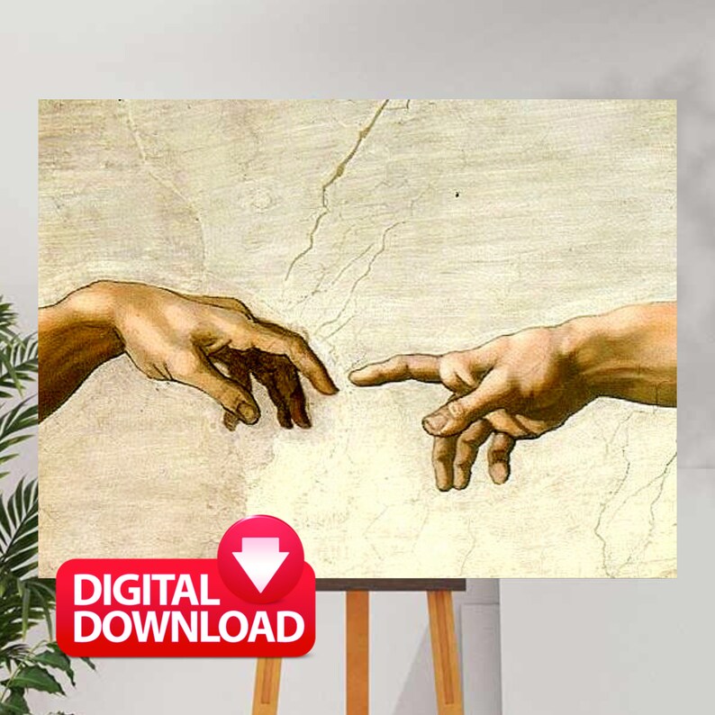 Michelangelo Creation of Adam Printable Michelangelo Wall Art - Etsy
