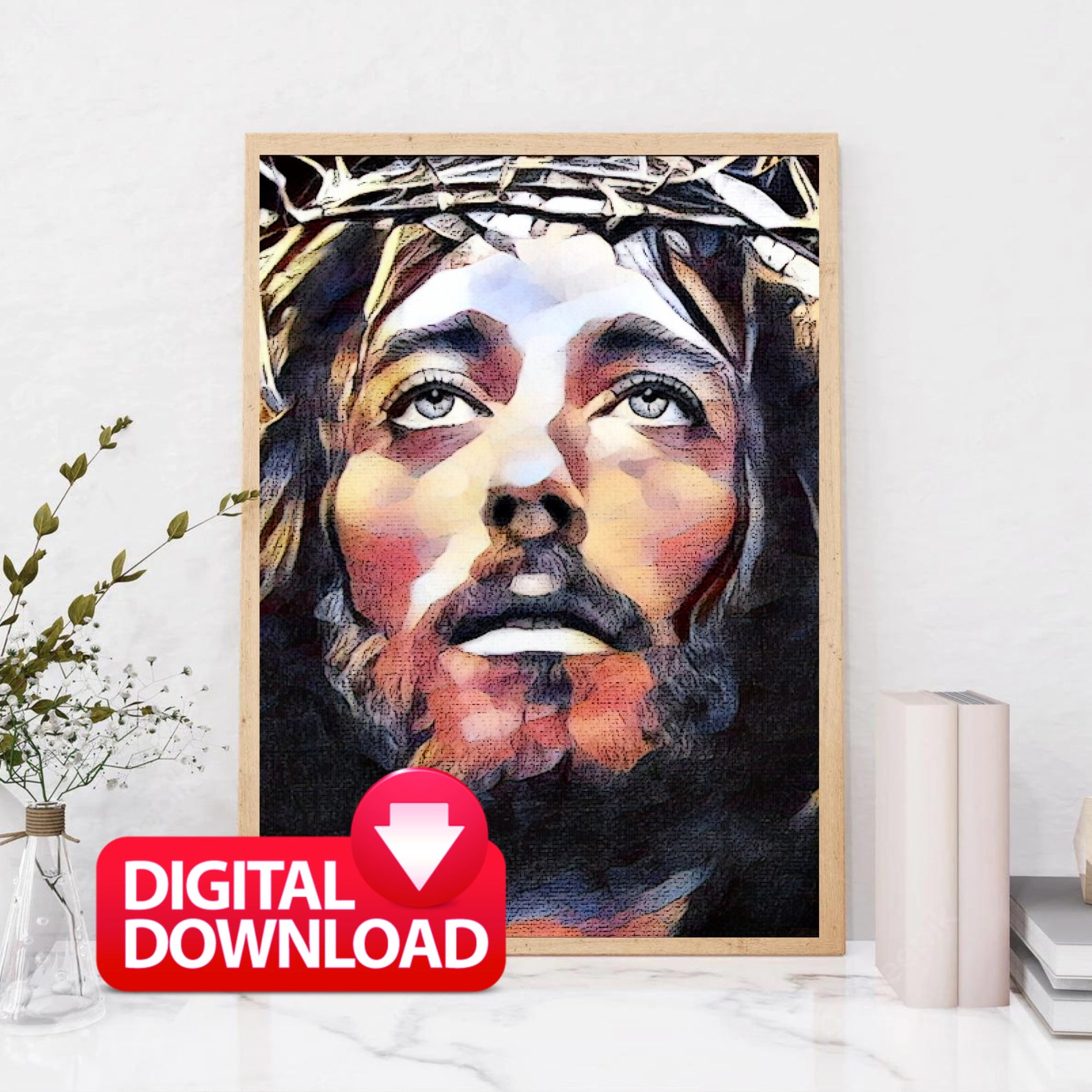 Jesus Portrait Printable, Jesus Christ Artwork, Jesus Picture Print ...