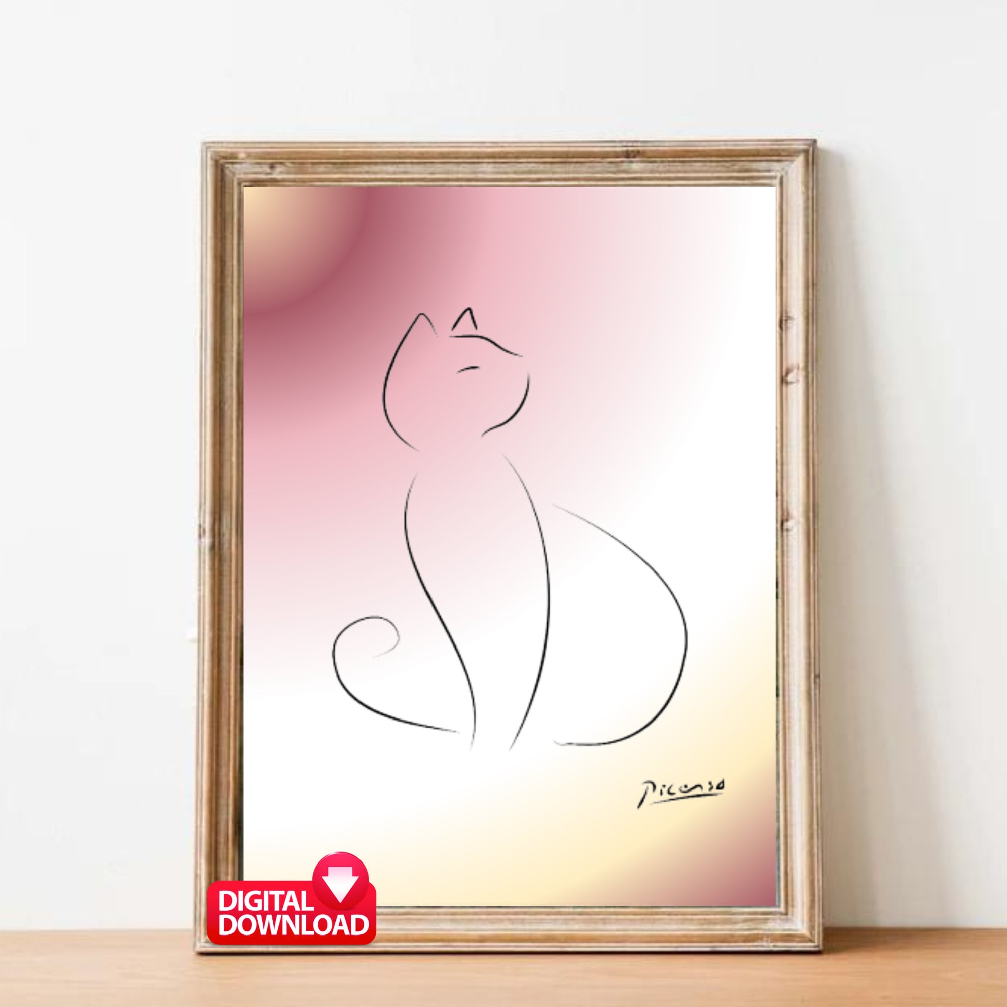 Pablo Picasso Cat Sketch Print, Picasso Line Drawing, Cat Line Art ...