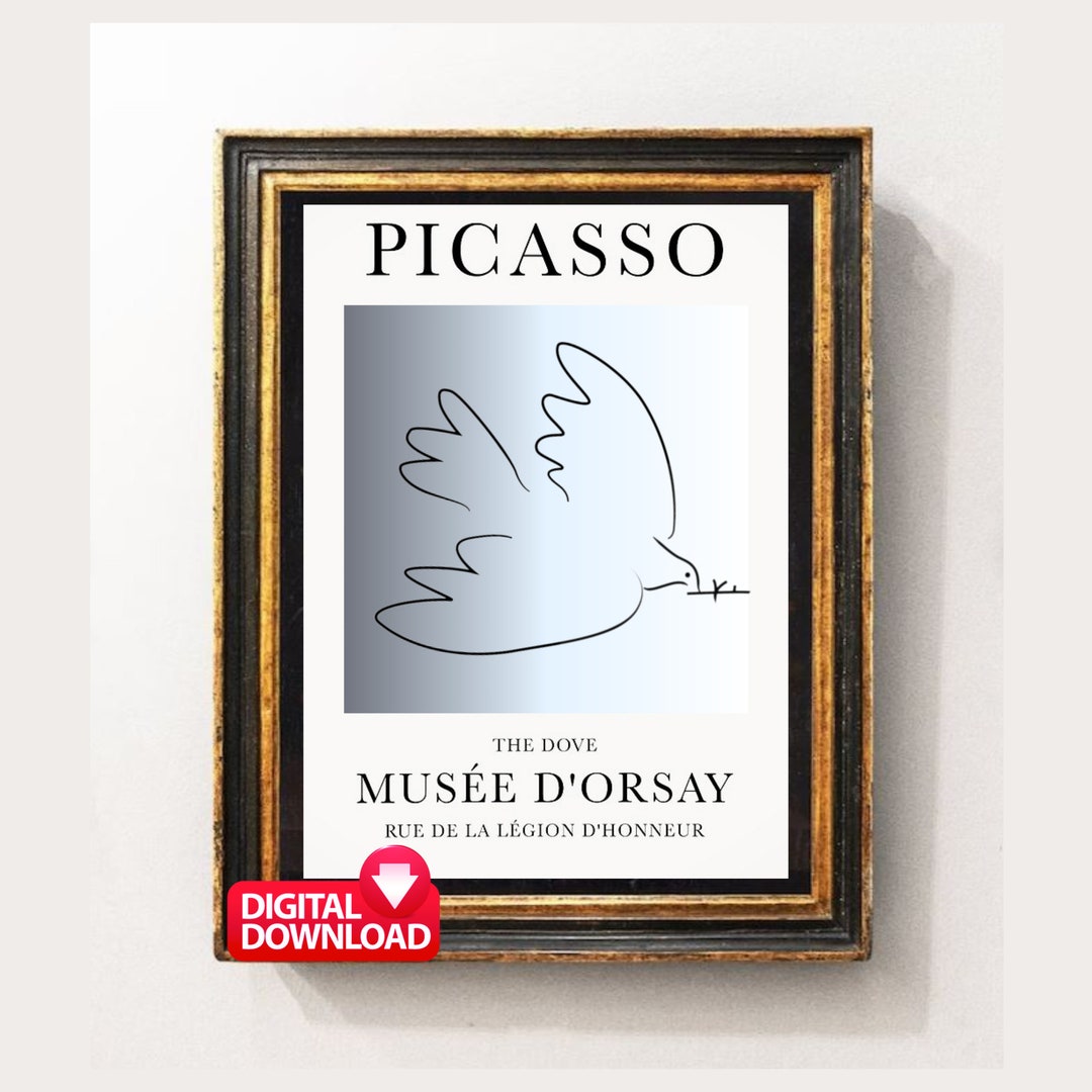 Dove of Peace Picasso Line Drawing, Picasso Animal Print, Dove Line Art ...