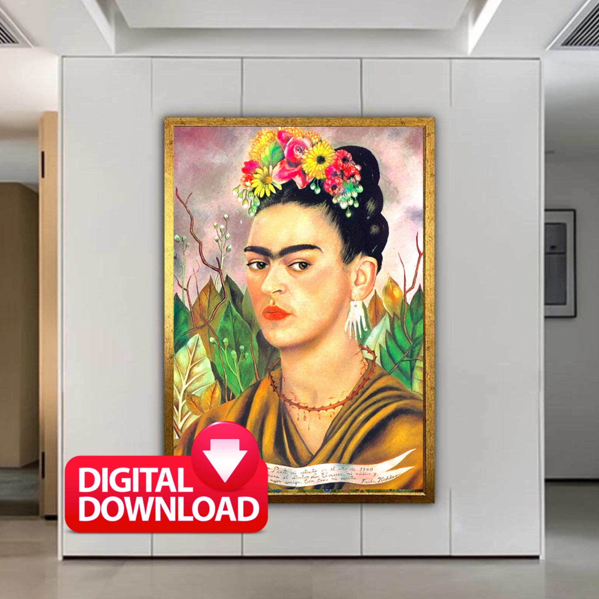 FRIDA KAHLO Portrait Printable, Frida Kahlo Self Portrait Painting ...