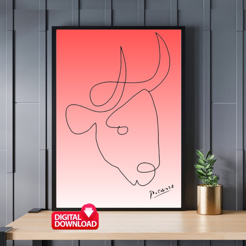 Picasso Bull Head Drawing, Picasso Animal Print, Picasso Bull Print ...