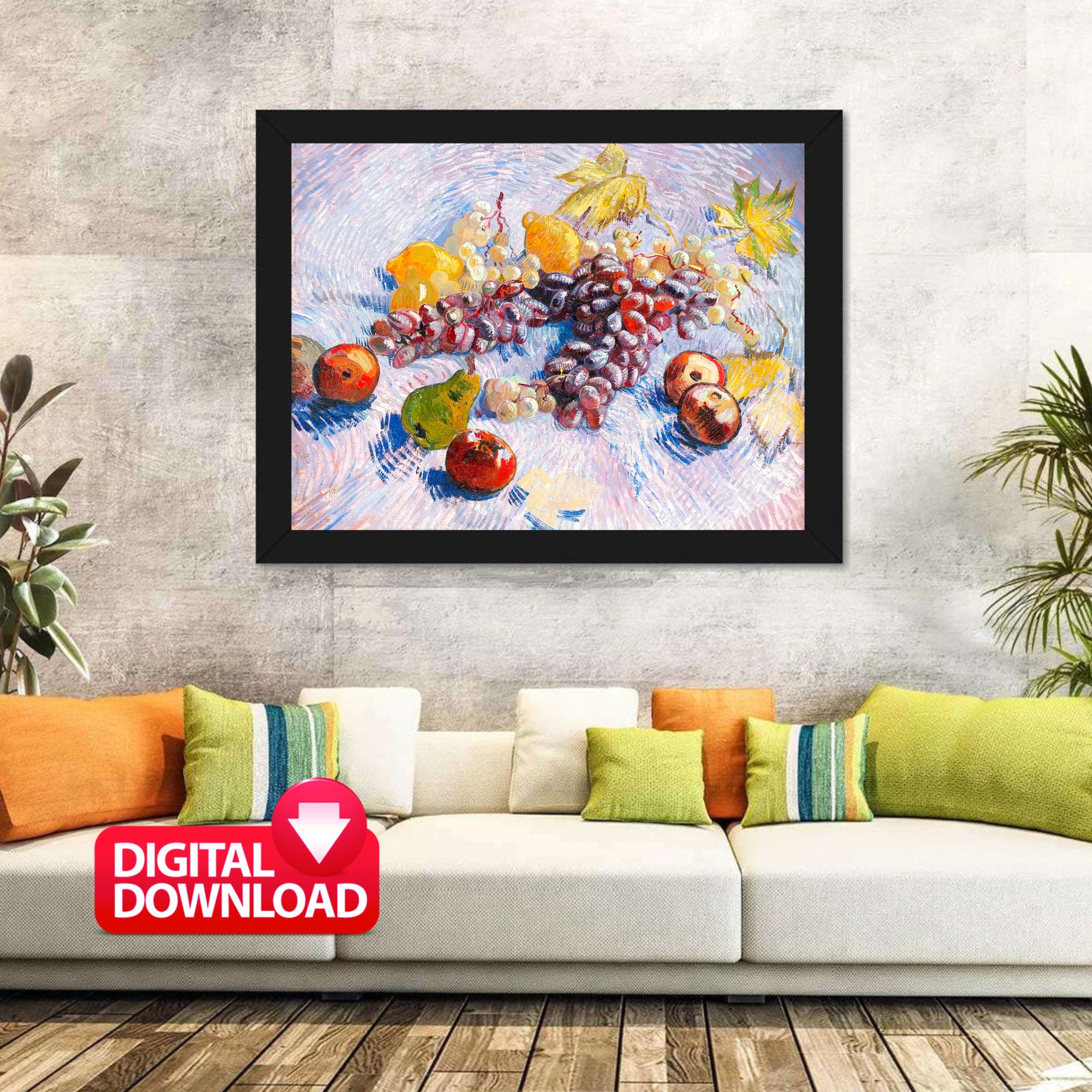 Vincent Van Gogh Vintage Still Life Fruit Print Printable, Grapes ...