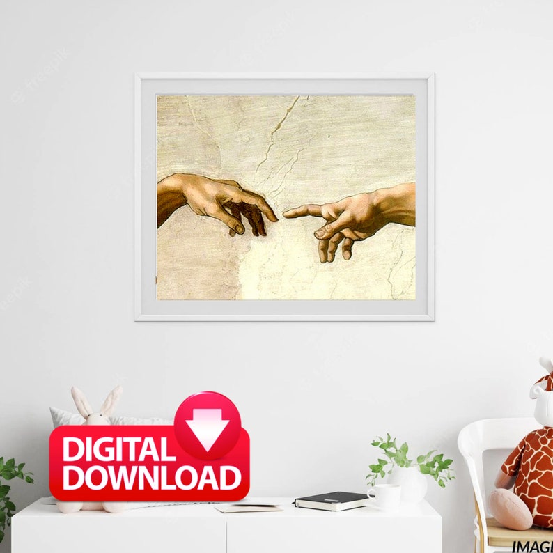 Michelangelo Creation of Adam Printable Michelangelo Wall Art - Etsy