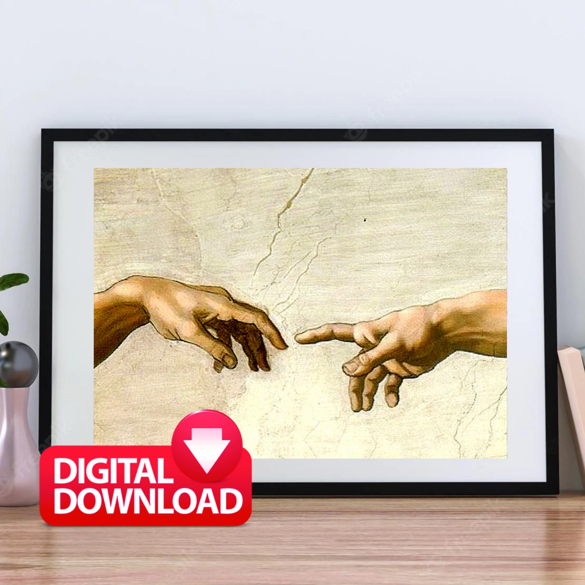 Michelangelo Creation of Adam Printable Michelangelo Wall Art - Etsy ...