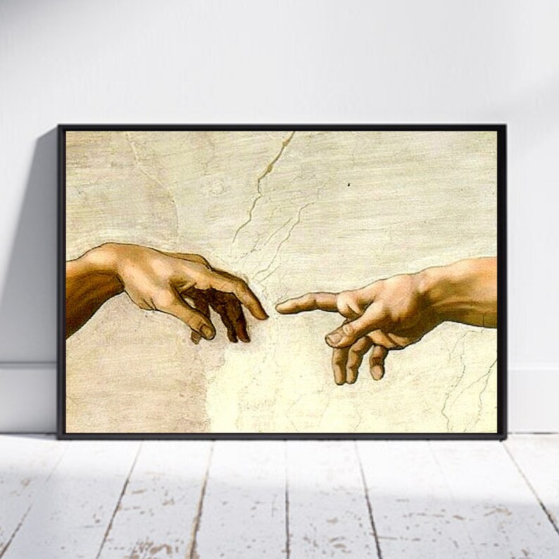 Michelangelo Creation of Adam Printable, Michelangelo Wall Art Print ...
