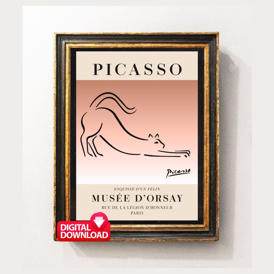 Picasso Cat Print, Picasso Animal Print, Cat Line Art, Picasso Line Art ...